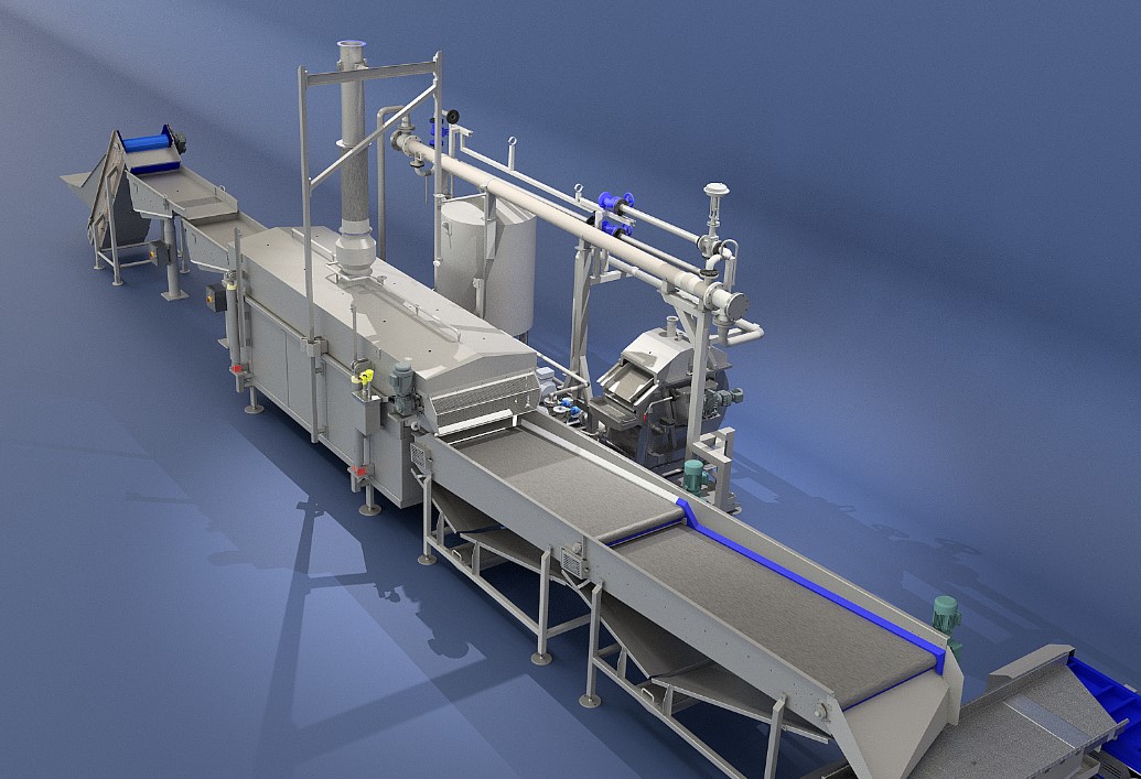New pellet frying and distribution equipment for crisps manufacturer ...